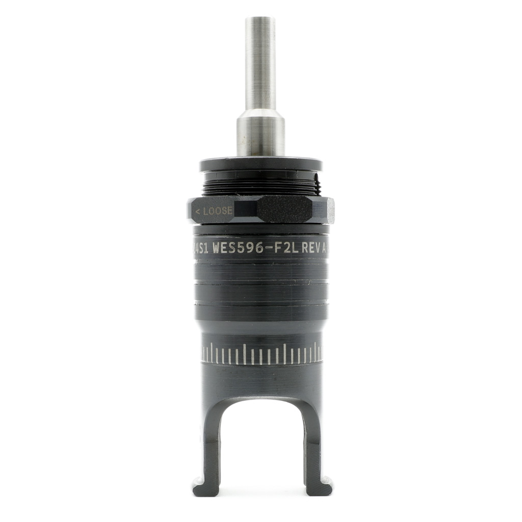 WES596-F2L-TF Wescon 596 Microstop - 1/4-28 - 3/4" Cutter Capacity - Flanged 2-Leg Skirt ...